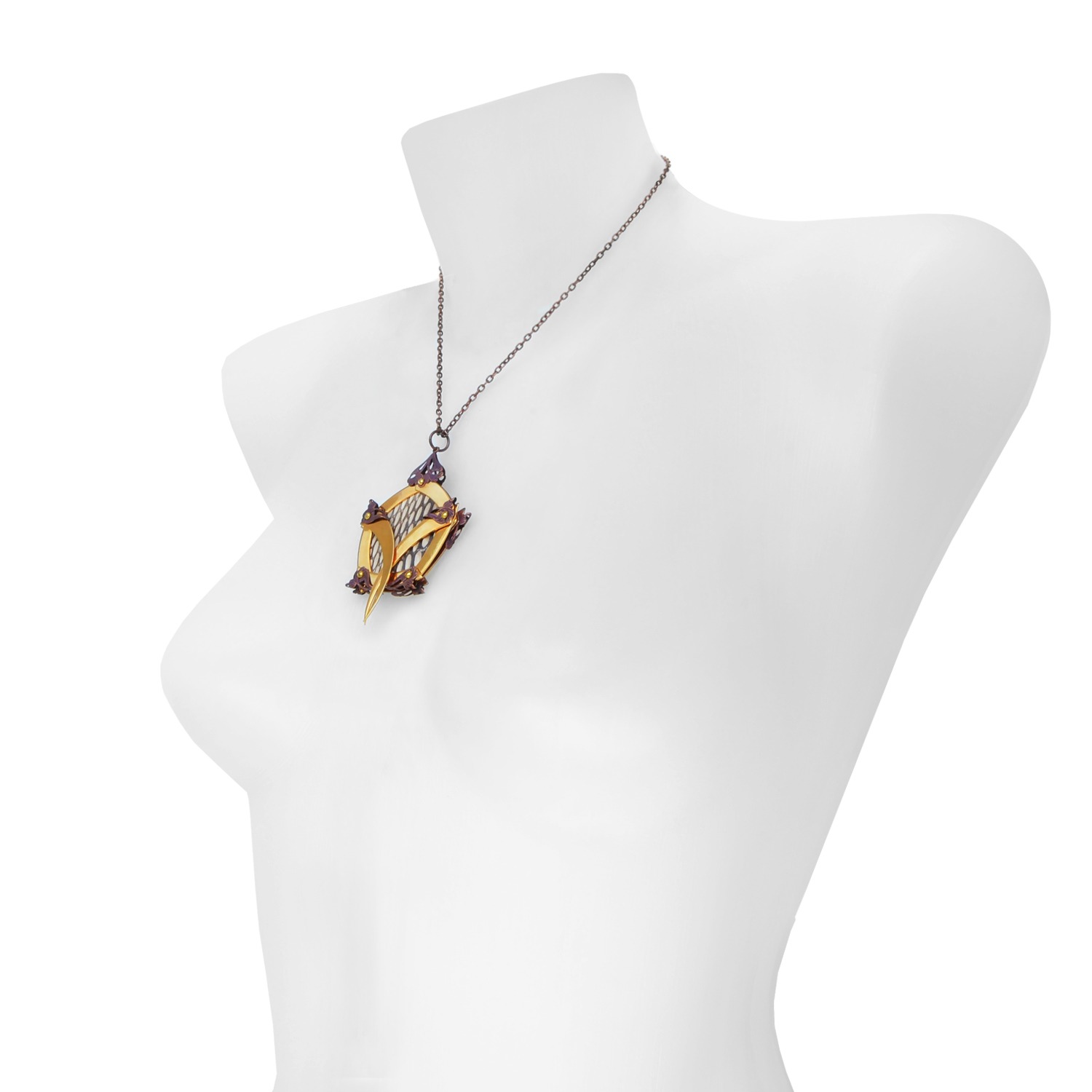 Gold Pentagon Cage Cobra Skin Medallion | Harem Royal