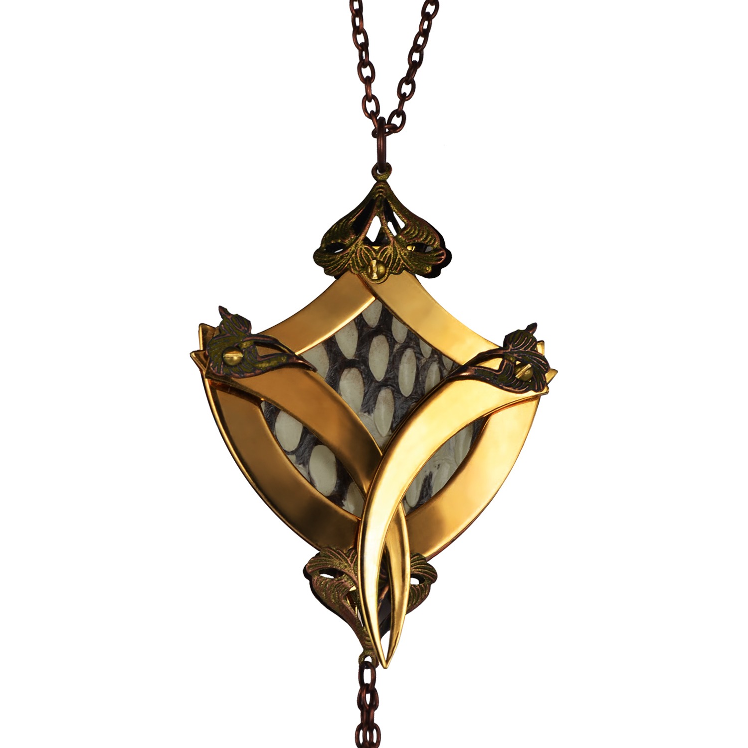 Gold Coat of Arms Cage Cobra Skin Medallion | Harem Royal