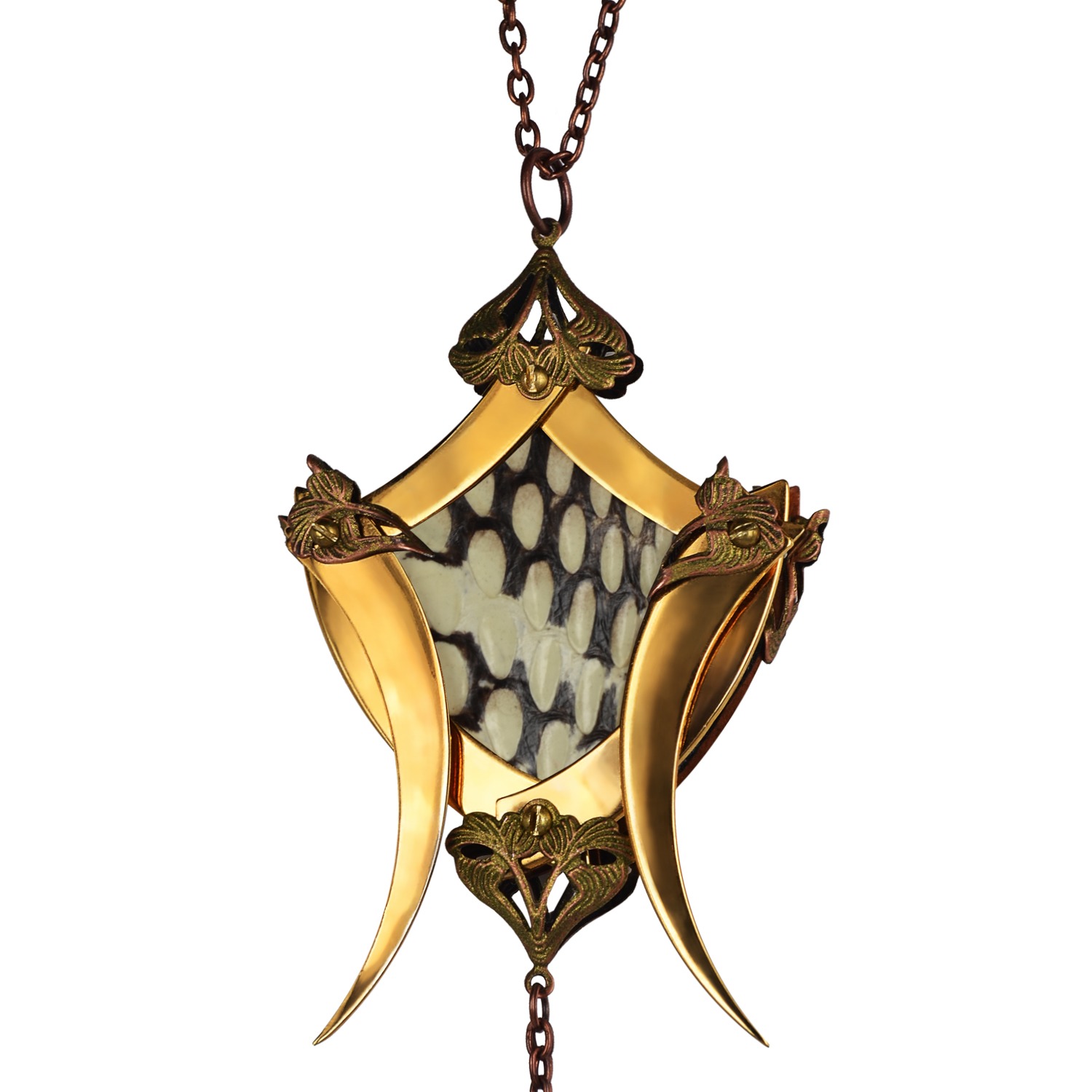 Gold Coat of Arms Cage Cobra Skin Medallion | Harem Royal